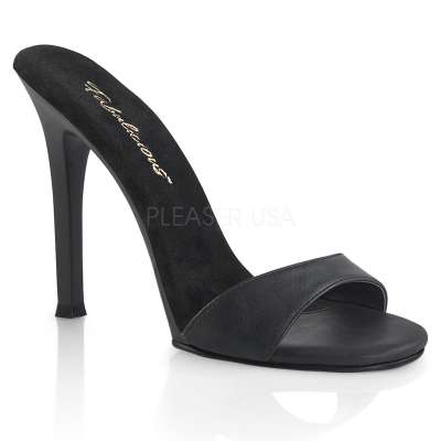 High Heels Plateau Pantolette Leder schwarz-rot | Fashion Unlimited
